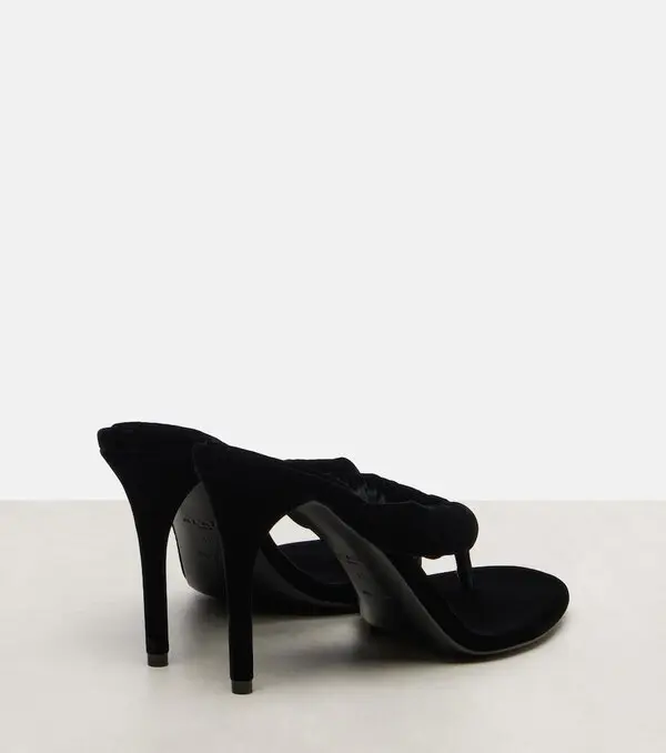 Alaïa 90 Velvet Thong Sandals - Black