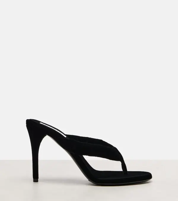 Alaïa 90 Velvet Thong Sandals - Black