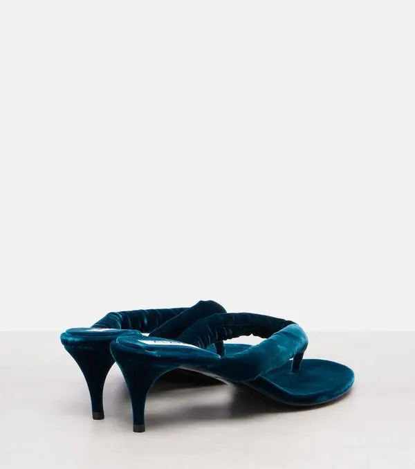 Alaïa Velvet Thong Sandals - Blue