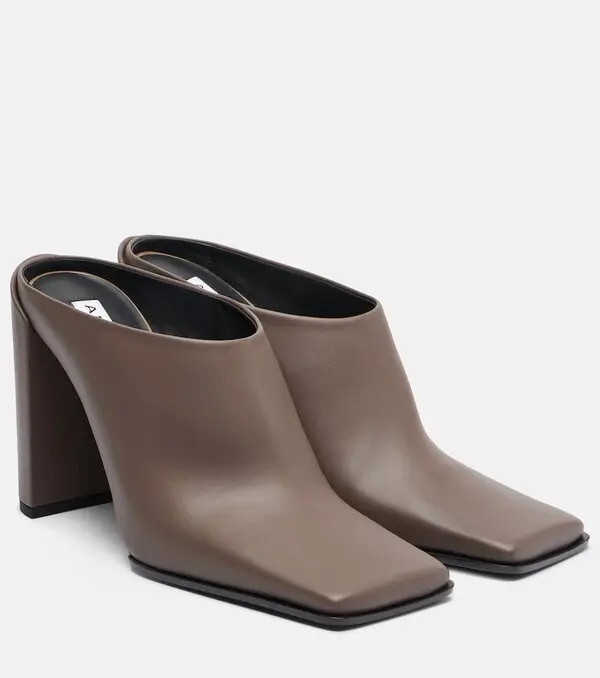Alaïa Leather Mules - Grey