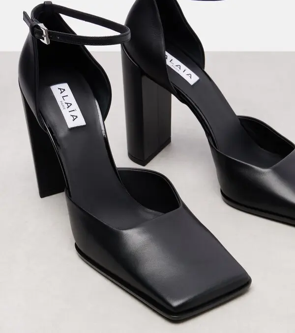 Alaïa Leather Pointed Toe Pumps With Ankle Strap