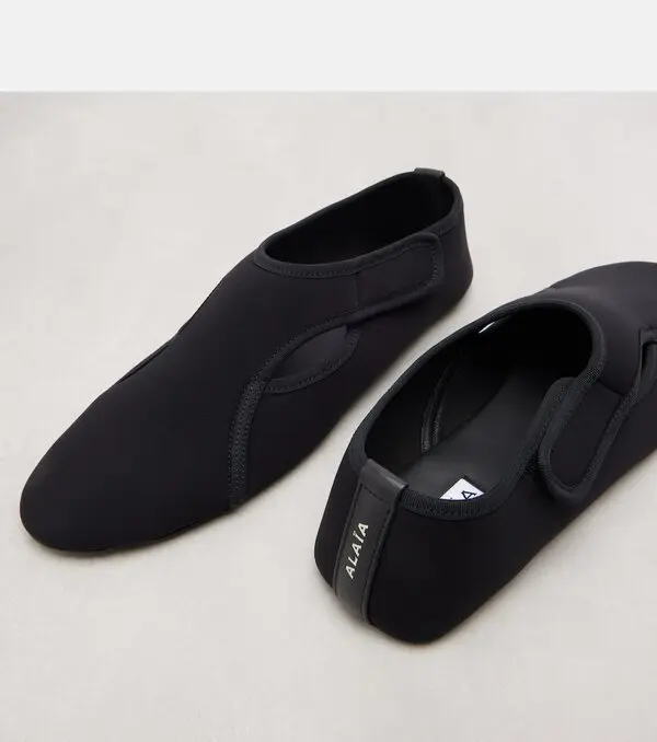 Alaïa Flex Leather-trimmed Ballerina Flats - Black