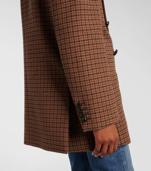 Chloé Checked Double-breasted Wool-blend Blazer - Brown