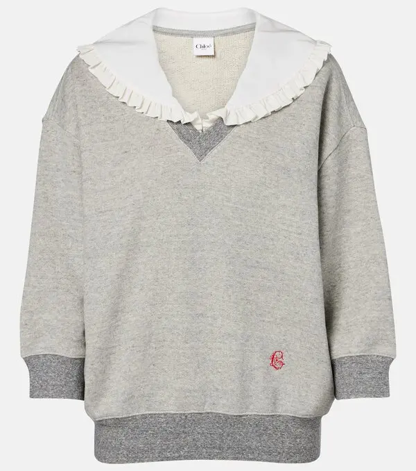 Chloé Cotton-blend French Terry Sweatshirt - Grey