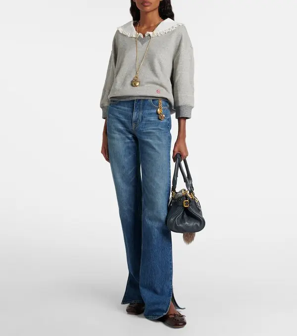 Chloé Cotton-blend French Terry Sweatshirt - Grey