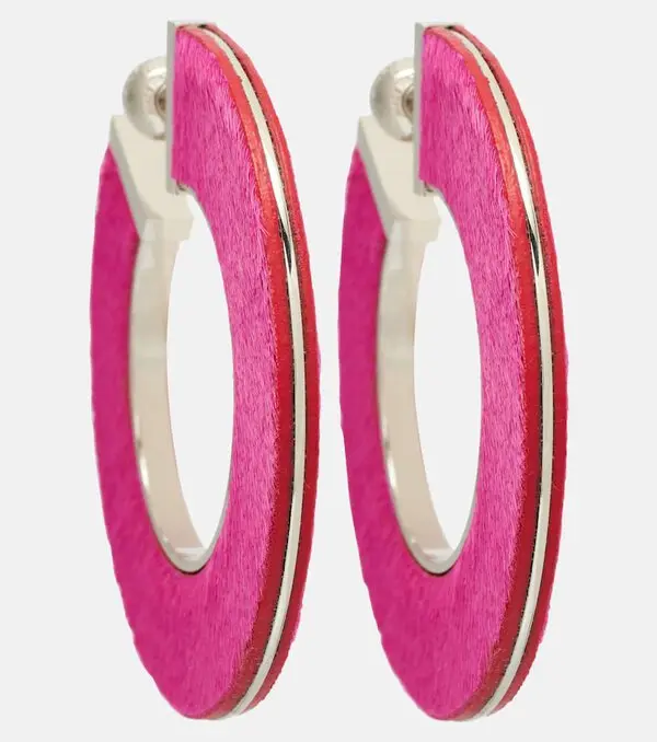 Alaïa Leather-trimmed Earrings - Pink