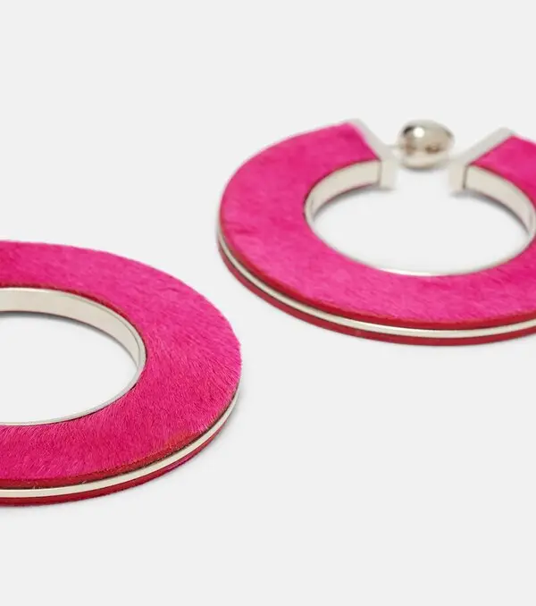 Alaïa Leather-trimmed Earrings - Pink