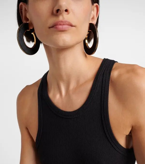 Alaïa Blade Medium Hoop Earrings - Brown