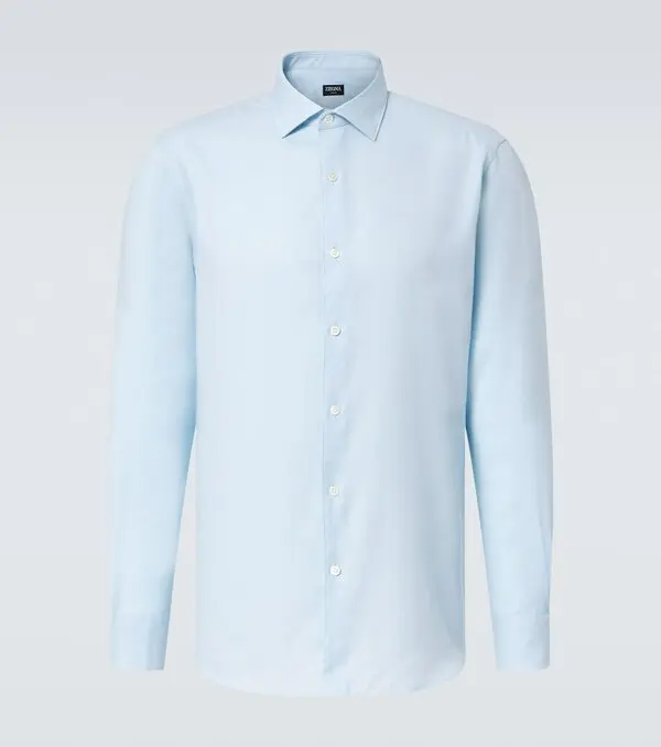 Zegna Cotton And Cashmere Shirt - Blue