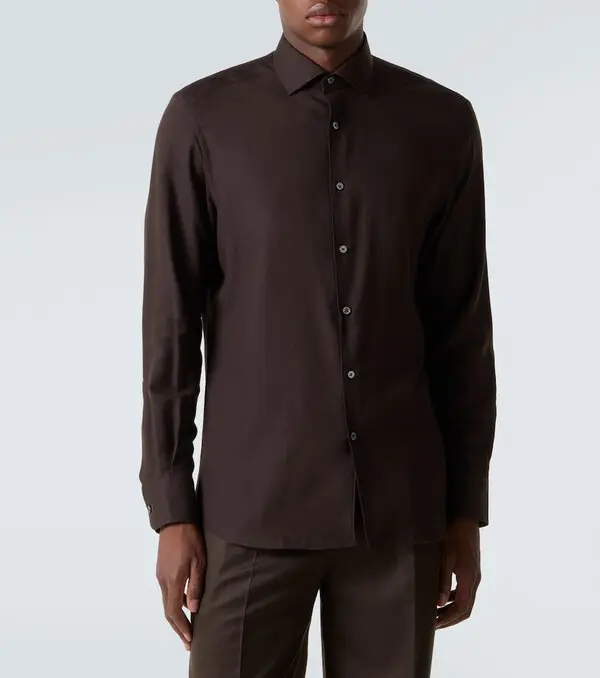 Zegna Cotton And Cashmere Shirt - Brown