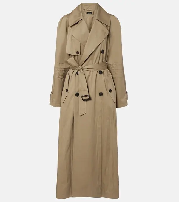 Balenciaga Cocoon Cotton Twill Trench Coat - Beige