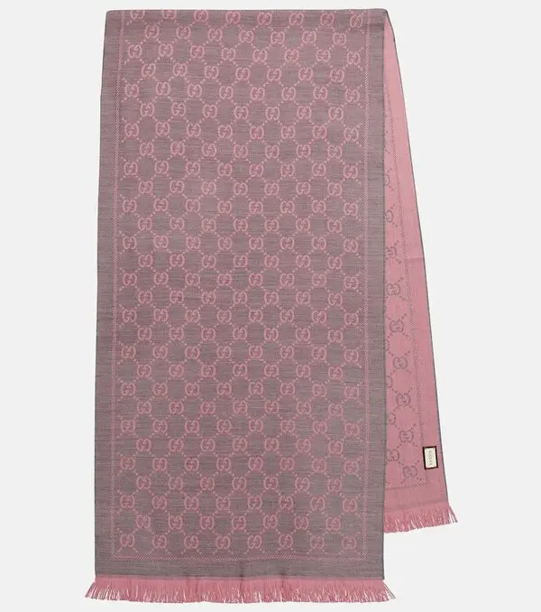 Gucci Gg Wool Jacquard Scarf - Brown