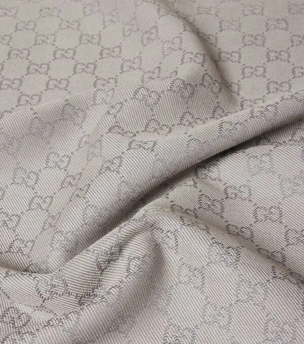 Gucci Gg Jacquard Wool Scarf - Grey