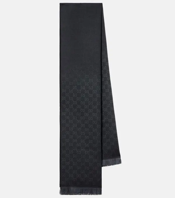 Gucci Gg Wool Jacquard Scarf - Black