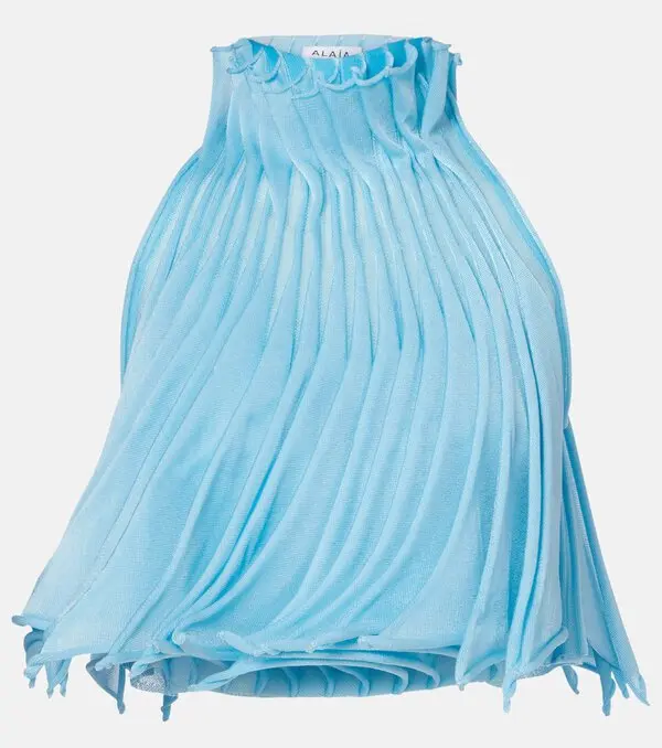 Alaïa Pleated Mesh Crop Top