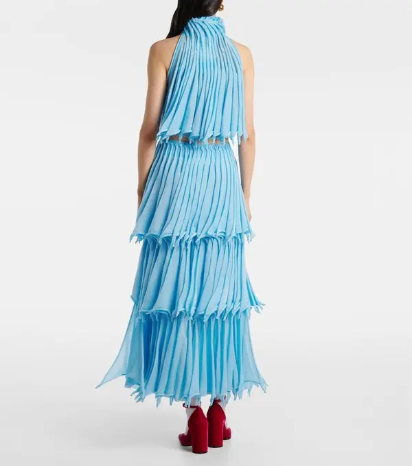 Alaïa Pleated Mesh Crop Top