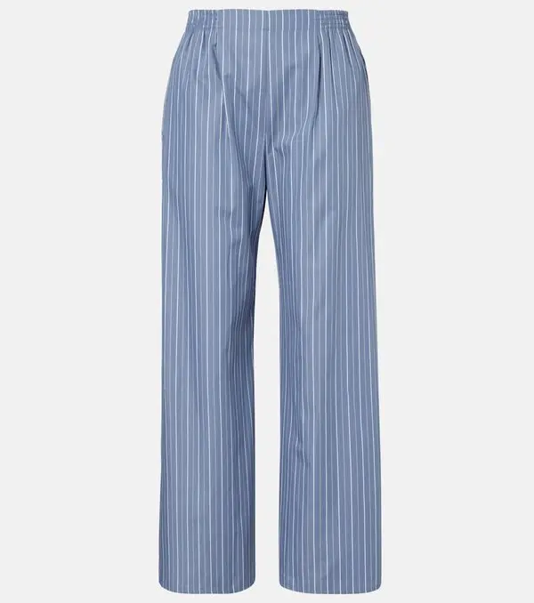 LESET Yoshi Cotton-blend Twill Wide-leg Pants - Blue