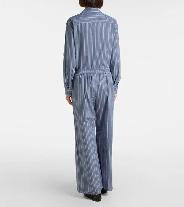 LESET Yoshi Cotton-blend Twill Wide-leg Pants - Blue