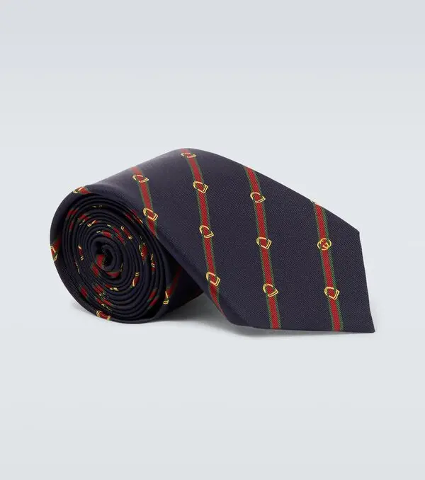 Gucci Web Stripe Silk Twill Jacquard Tie - Blue