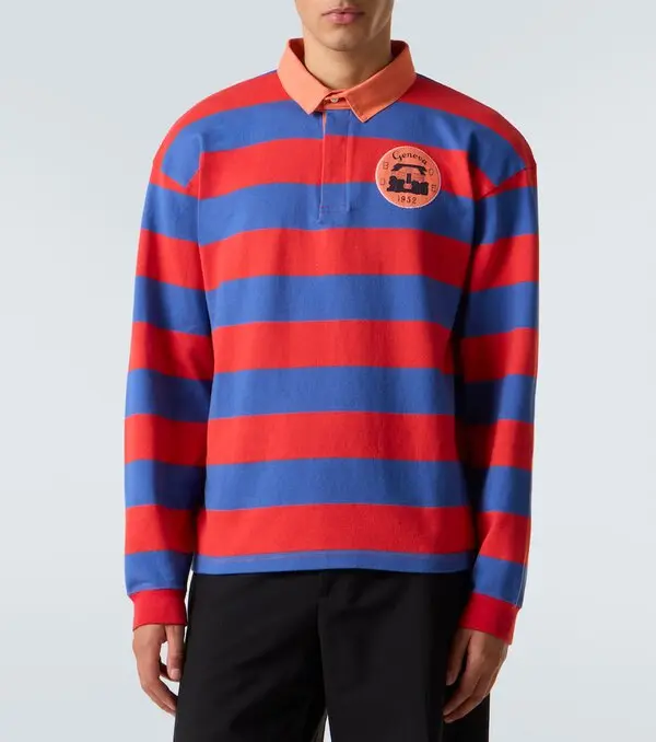 BODE Striped Cotton Polo Shirt - Red