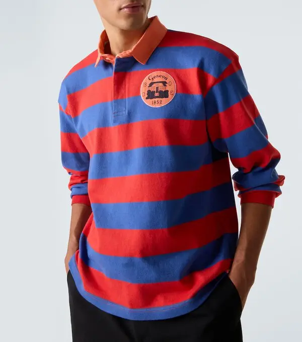 BODE Striped Cotton Polo Shirt - Red