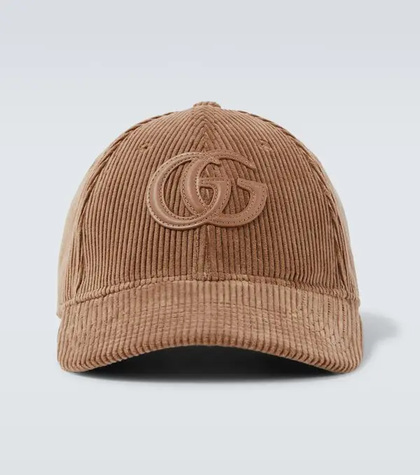 Gucci Double G Cotton Corduroy Baseball Cap - Beige