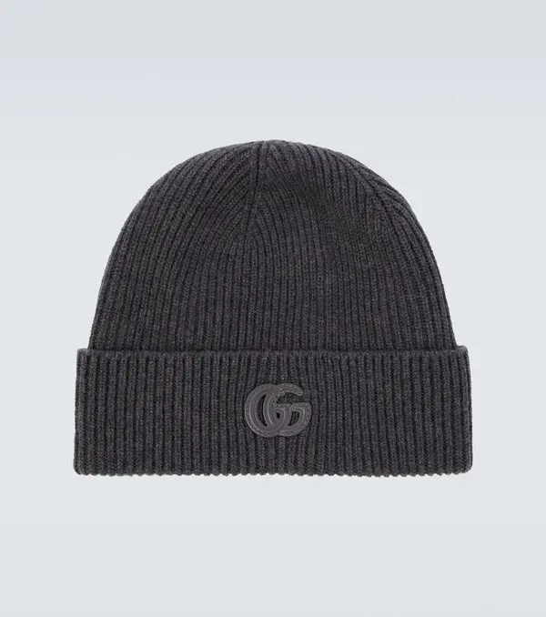 Gucci Double G Ribbed-knit Cashmere Beanie - Grey