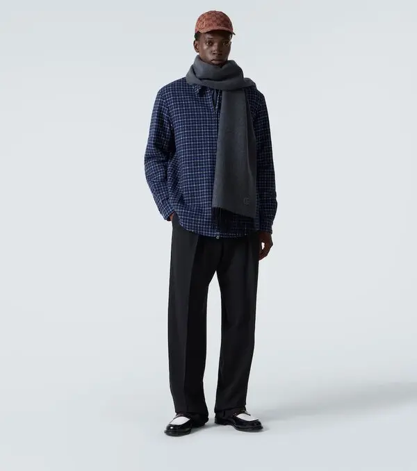 Gucci Gg Fringed Cashmere Scarf - Grey
