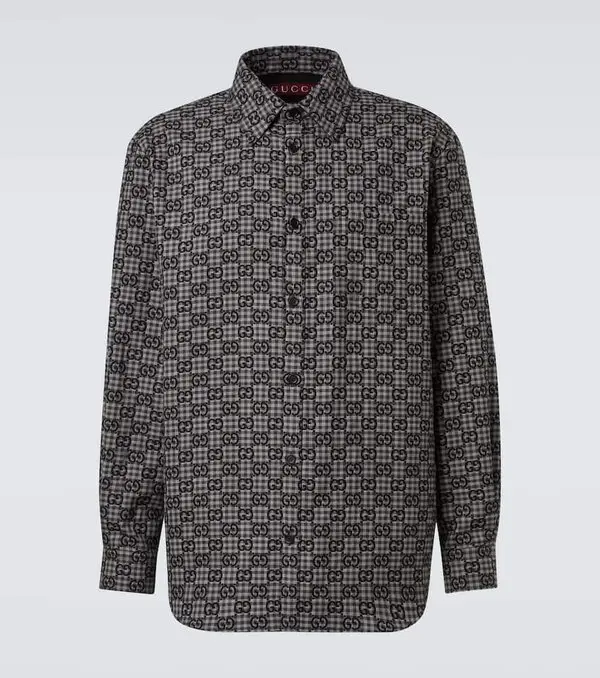 Gucci Gg Checked Wool And Cotton Shirt