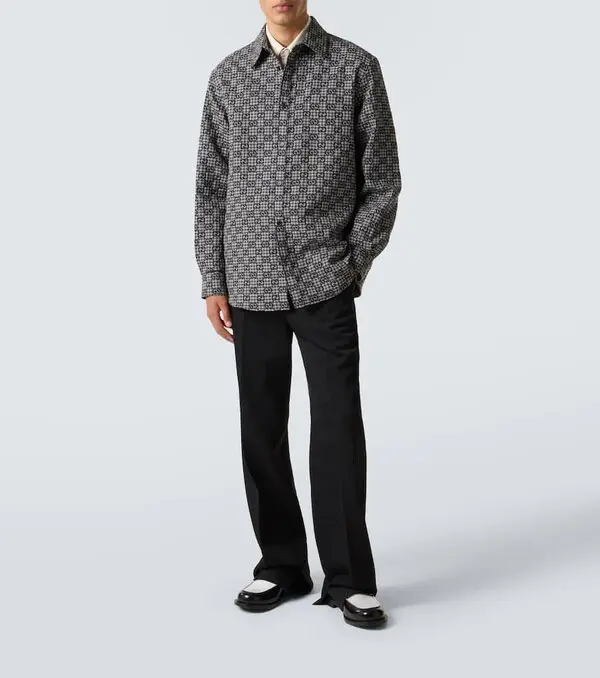 Gucci Gg Checked Wool And Cotton Shirt