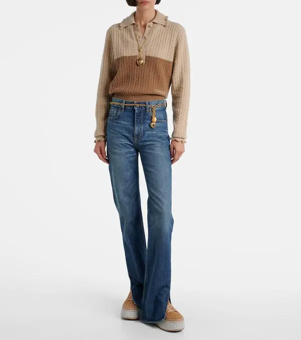 Chloé Nama Suede Platform Sneakers - Beige
