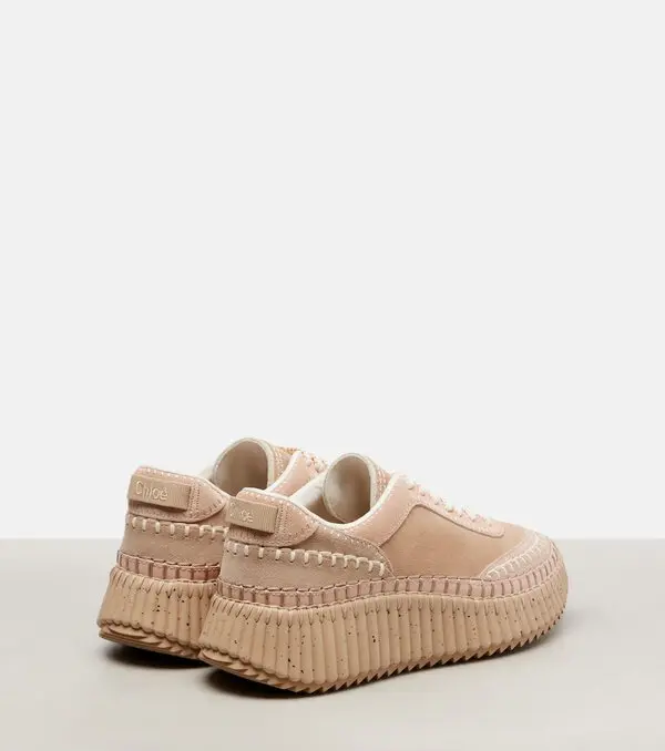 Chloé Nama Suede Platform Sneakers - Beige