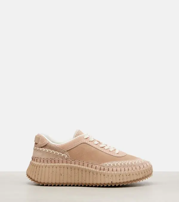Chloé Nama Suede Platform Sneakers - Beige
