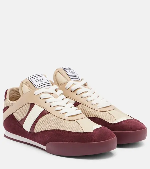 Chloé Kick Suede-trimmed Sneakers - Beige