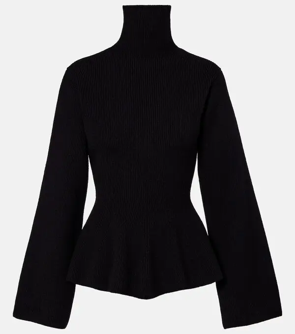 RÓHE Turtleneck Wool And Cashmere Top - Black