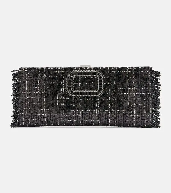 ROGER VIVIER Pilgrim Mini Sequined Clutch - Black