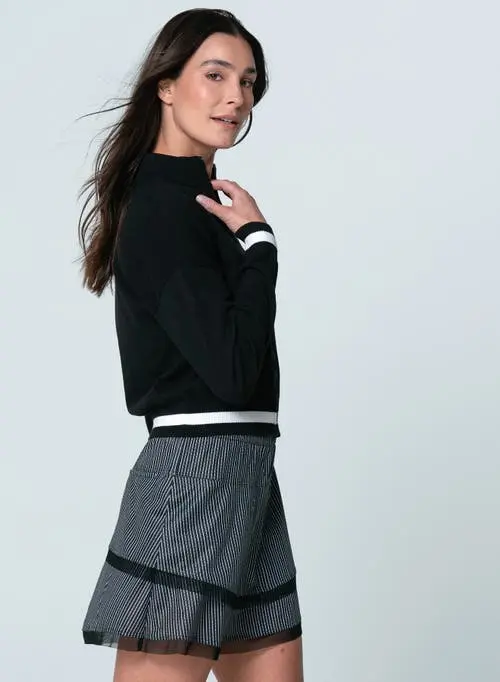 Lucky In Love Rally Mock Neck Cardigan