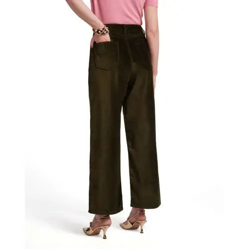 FRANCES VALENTINE Ace Velvet Wide Leg Pants - Olive