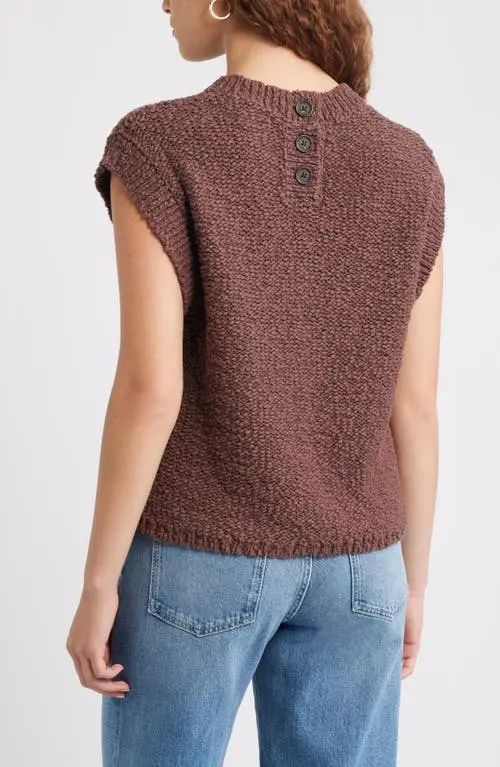 Treasure & Bond Slub Cotton Cap Sleeve Sweater - Brown Malicacia