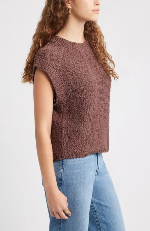 Treasure & Bond Slub Cotton Cap Sleeve Sweater - Brown Malicacia