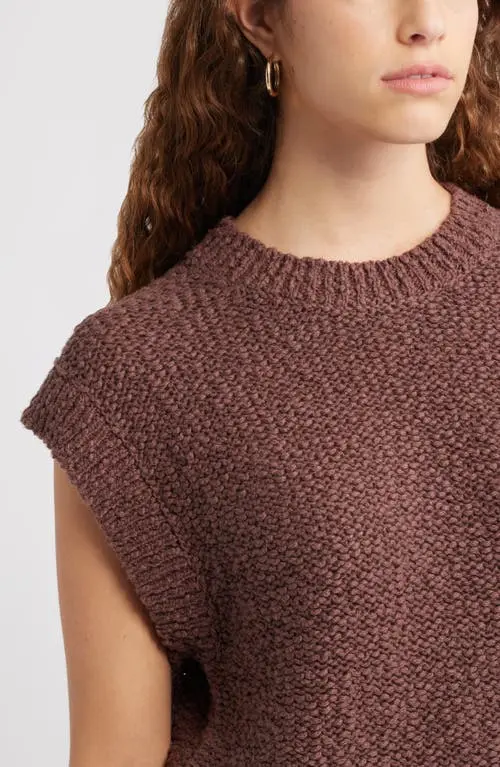 Treasure & Bond Slub Cotton Cap Sleeve Sweater - Brown Malicacia