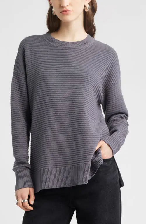 Nordstrom Cotton And Cashmere Ottoman Sweater - Grey Agate