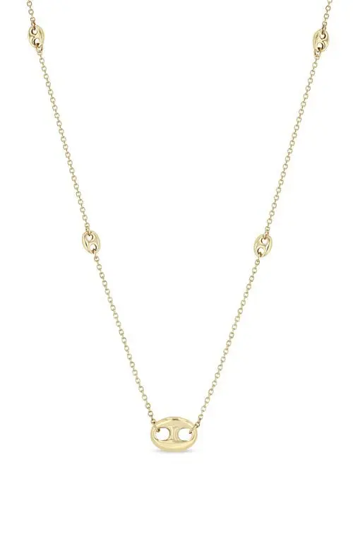 Zoe Chicco 14k Gold Mariner Station Chain Necklace - 14k Yellow Gold