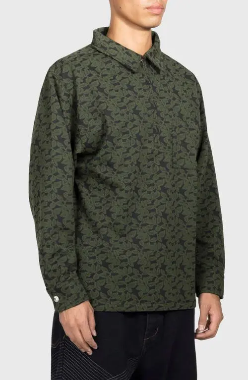 PLEASURES Leaf Quarter Zip Shirt