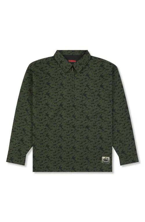 PLEASURES Leaf Quarter Zip Shirt