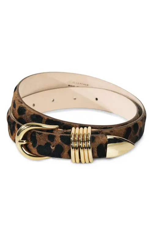 DEHANCHE Hollyhock Calfhair Leopard Belt - Dark Jaguar