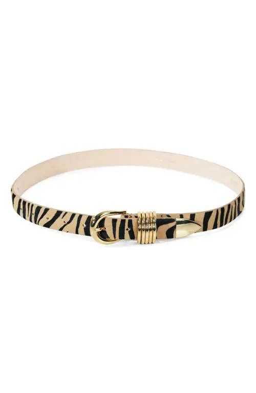 DEHANCHE Hollyhock Calfhair Leopard Belt - Neutral Zebra/gold