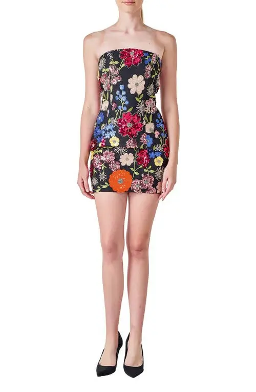 Endless Rose Floral Sequin Mini Dress - Black Multi