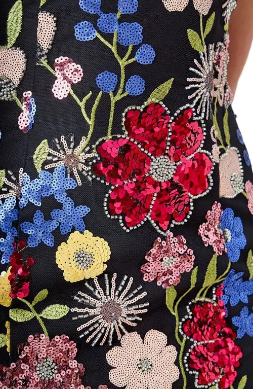 Endless Rose Floral Sequin Mini Dress - Black Multi