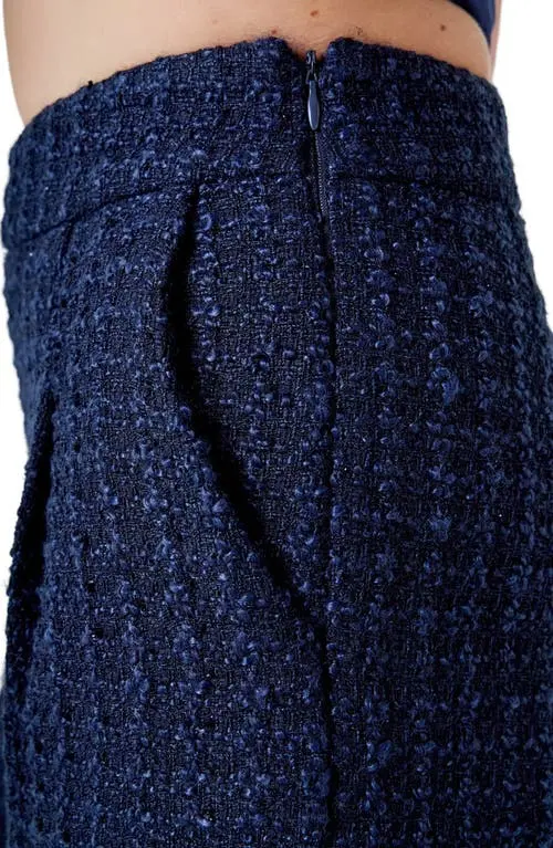 Endless Rose Relaxed Fit Tweed Shorts - Navy